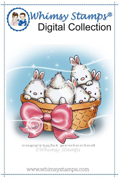 Basket of Bunnies - Digital Stamp | Whimsy Stamps