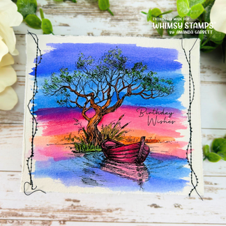 Tranquil Wishes Rubber Cling Stamp | Whimsy Stamps