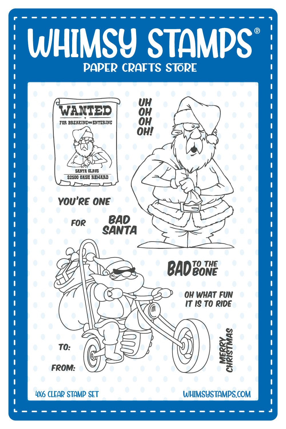 Bad Santa Clear Stamps | Whimsy Stamps