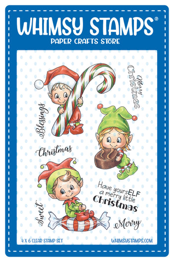 Elves on Christmas Clear Stamps | Whimsy Stamps