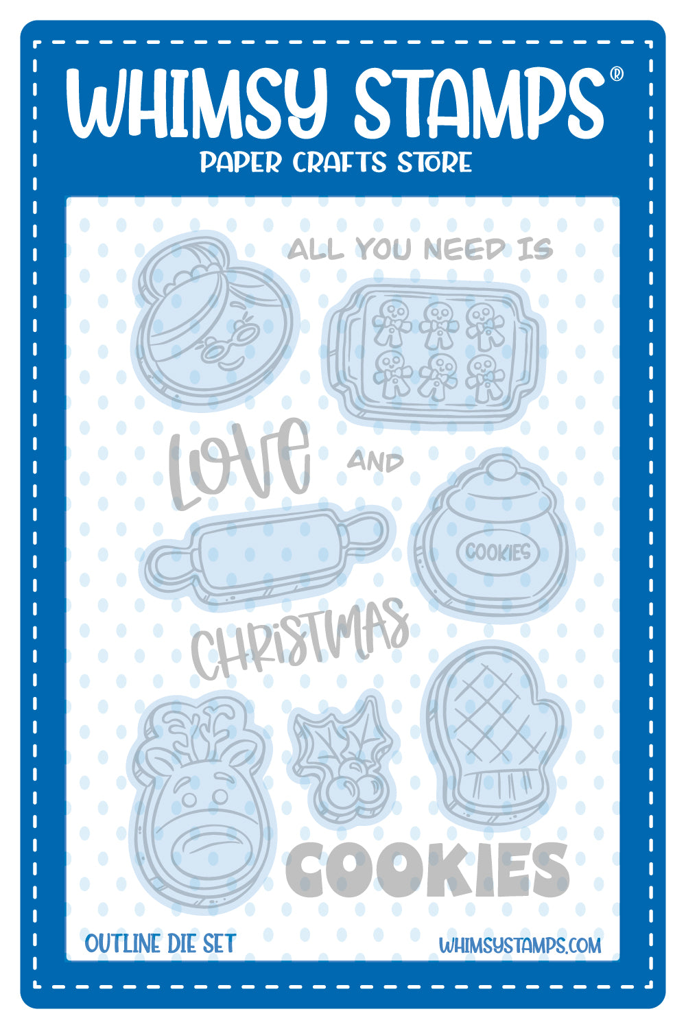 Love and Christmas Cookies Outline Die Set– Whimsy Stamps