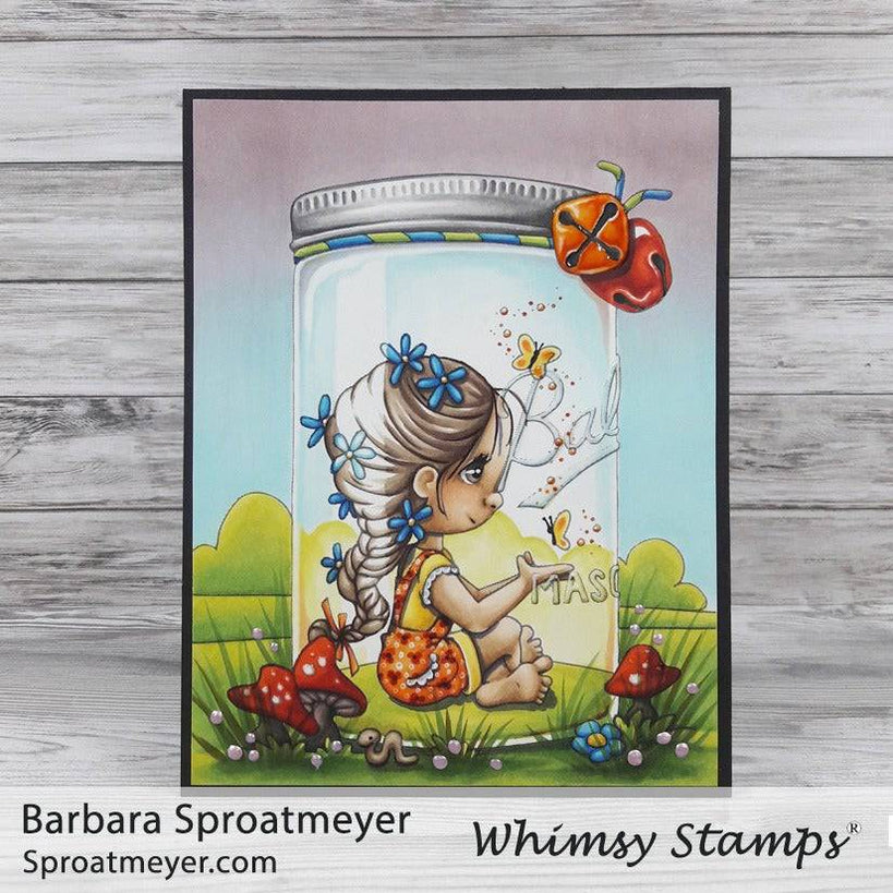 Polka Dot Pals Imogen in Mason Jar - Coloring Scene Digital Stamp ...