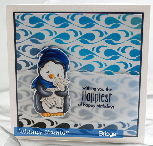 Penguin Cuddles Lamb - Digital Stamp | Whimsy Stamps