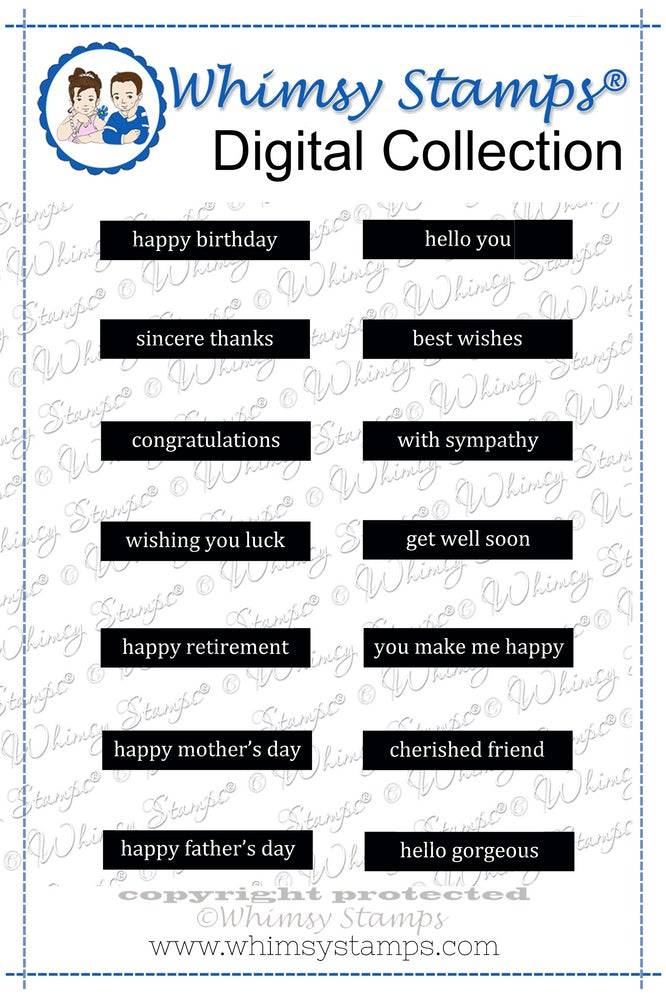 Everyday Banner Sentiments - Digital Sentiments– Whimsy Stamps