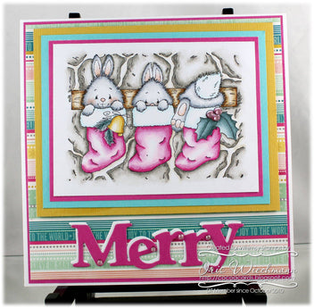 Christmas Bunny Stockings - Digital Stamp | Whimsy Stamps