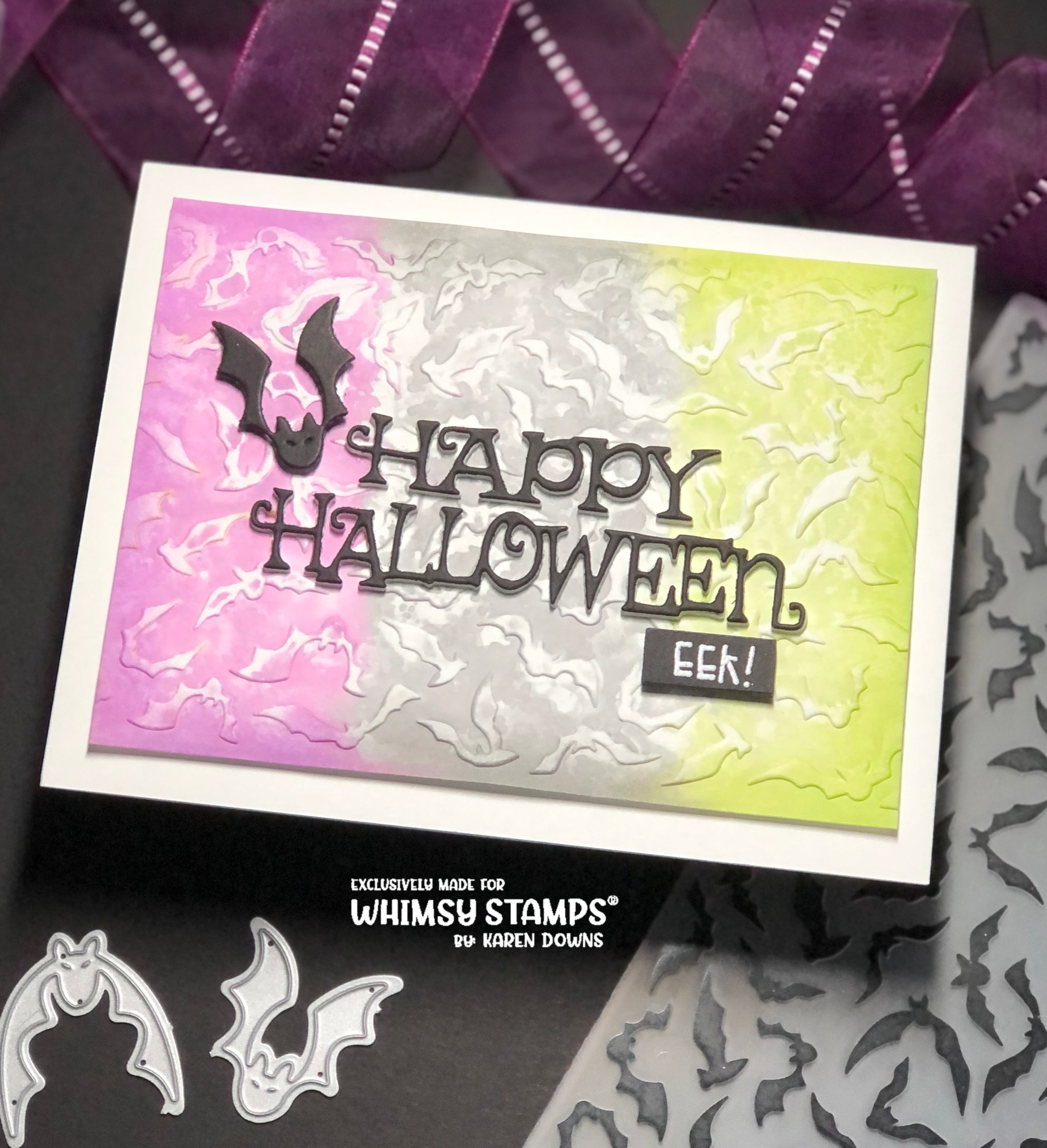 Slimline Embossing Folder - Bats Galore– Whimsy Stamps