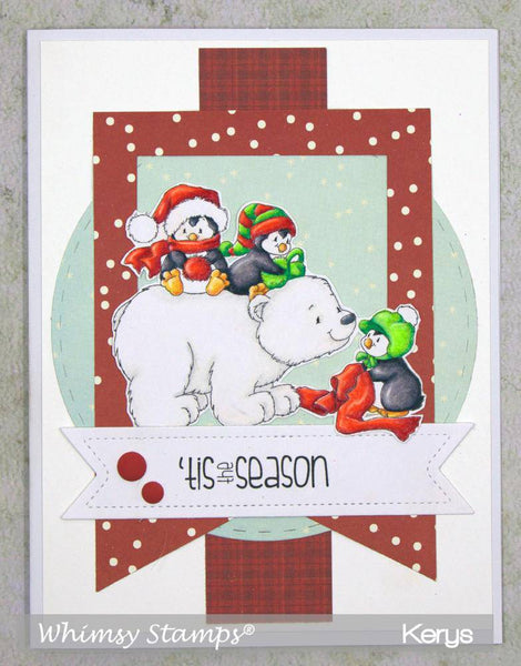 Penguin Warm Winter Wishes - Digital Stamp | Whimsy Stamps