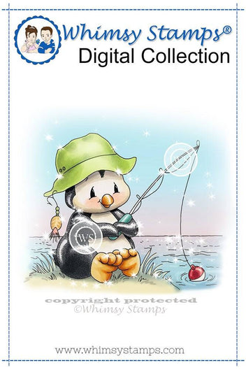Penguin Fishing - Digital Stamp