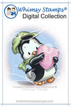 Penguin Heart Hugs - Digital Stamp | Whimsy Stamps