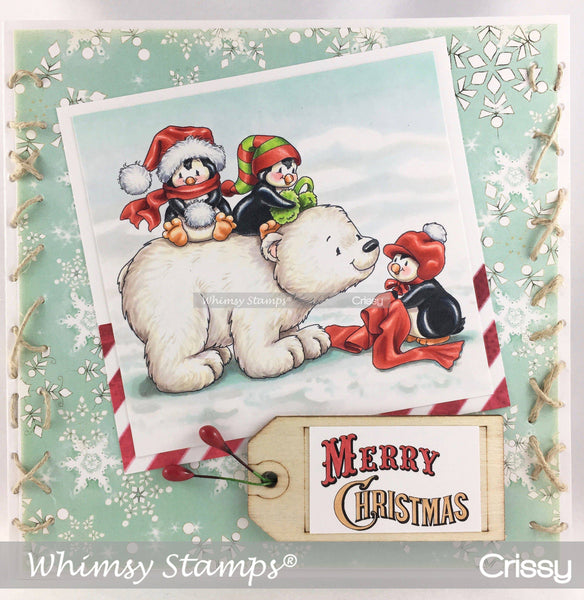 Penguin Warm Winter Wishes - Digital Stamp | Whimsy Stamps