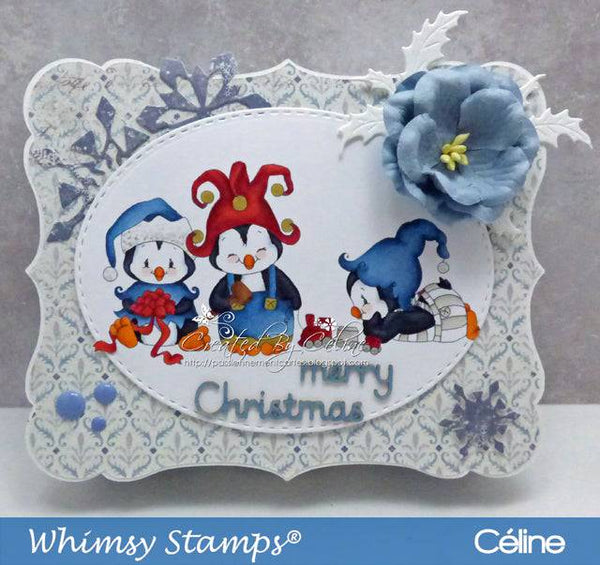 Penguin Elves at the Workshop - Digital Stamp | Whimsy Stamps