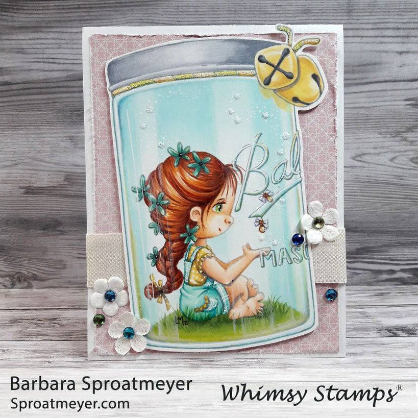 Polka Dot Pals Imogen in Mason Jar - Coloring Scene Digital Stamp ...
