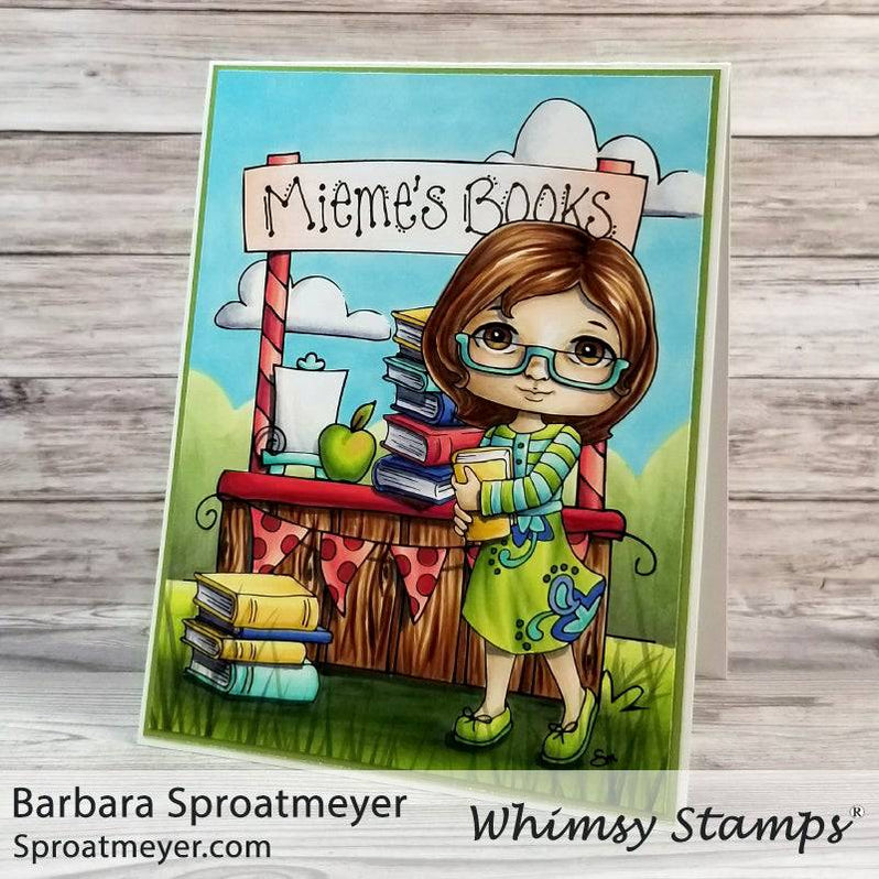 Polka Dot Pals Mieme Book Stand - Digital Coloring Scene– Whimsy Stamps
