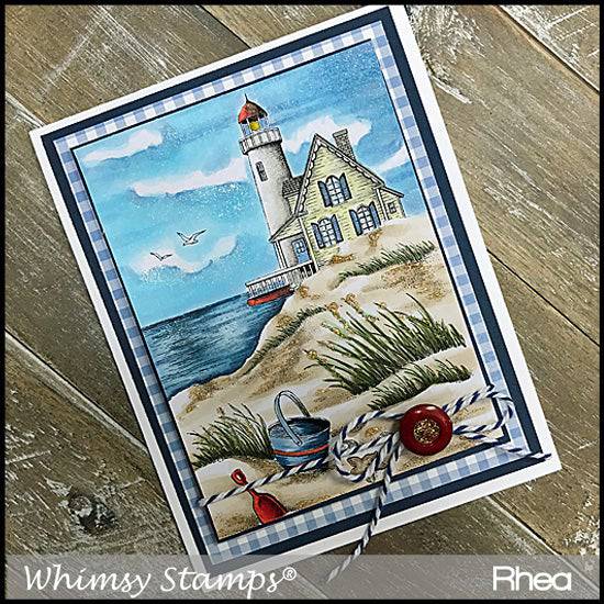 Beach Scene Rubber Cling Stamp | Whimsy Stamps