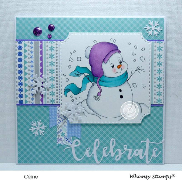 Snowman and Snowflakes - Digital Stamp | Whimsy Stamps