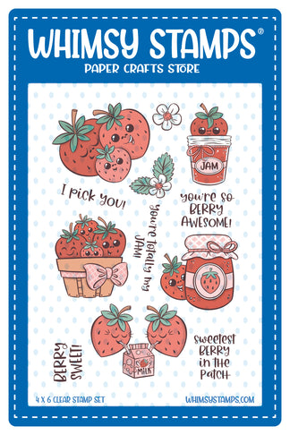 Sweet Strawberries Clear Stamps | Whimsy Stamps