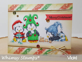 Penguin Elves at the Workshop - Digital Stamp | Whimsy Stamps