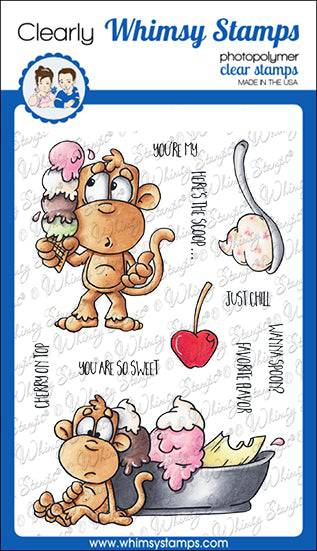 Monkey Sundae Clear Stamps | Whimsy Stamps