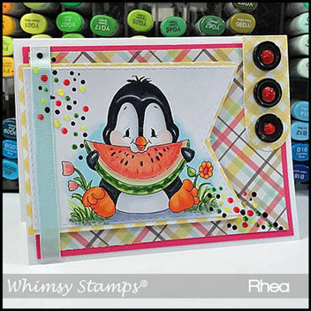 Penguin Loves Watermelon - Digital Stamp | Whimsy Stamps