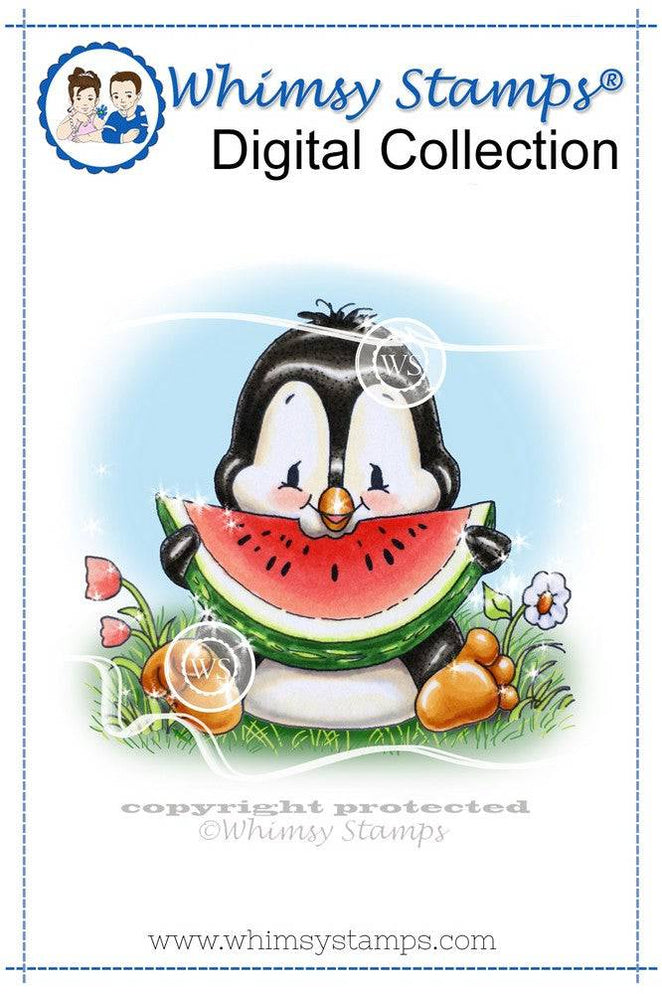 Penguin Loves Watermelon - Digital Stamp– Whimsy Stamps