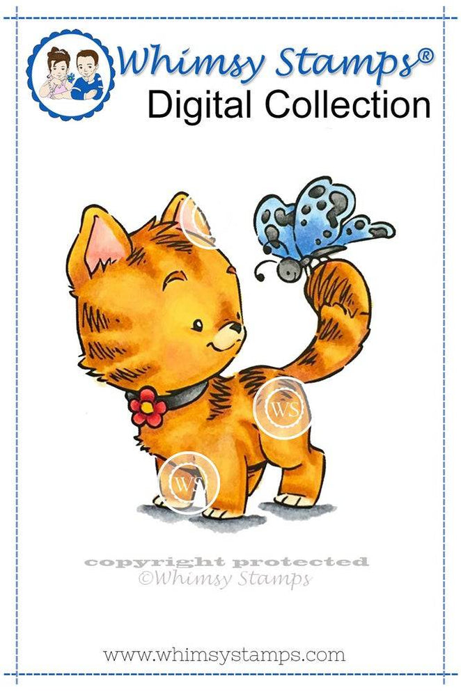 Kitty with Butterfly - Digital Stamp– Whimsy Stamps